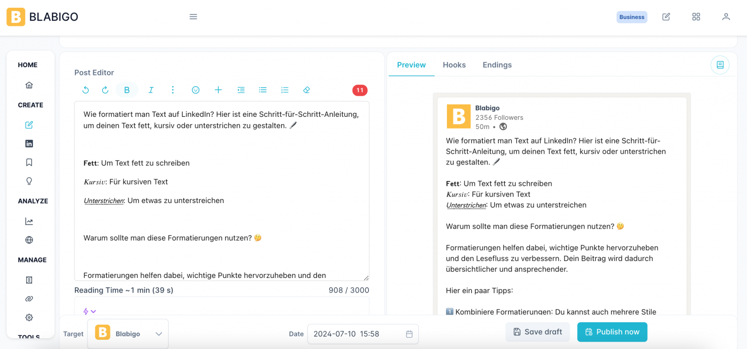 LinkedIn Text Formatieren wie ein Profi: Schritt-für-Schritt Anleitung - Blabigo